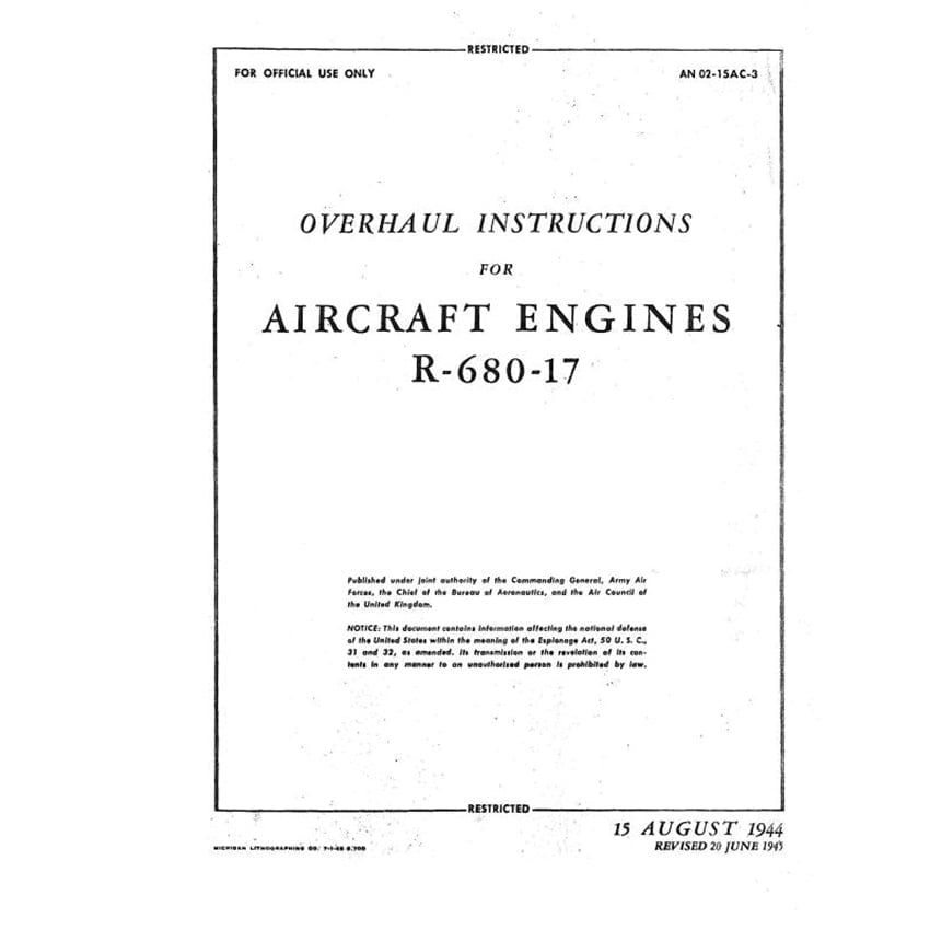 Manual del Lycoming R-680-17 | Revisión de motores antiguos Essco – PilotMall.com