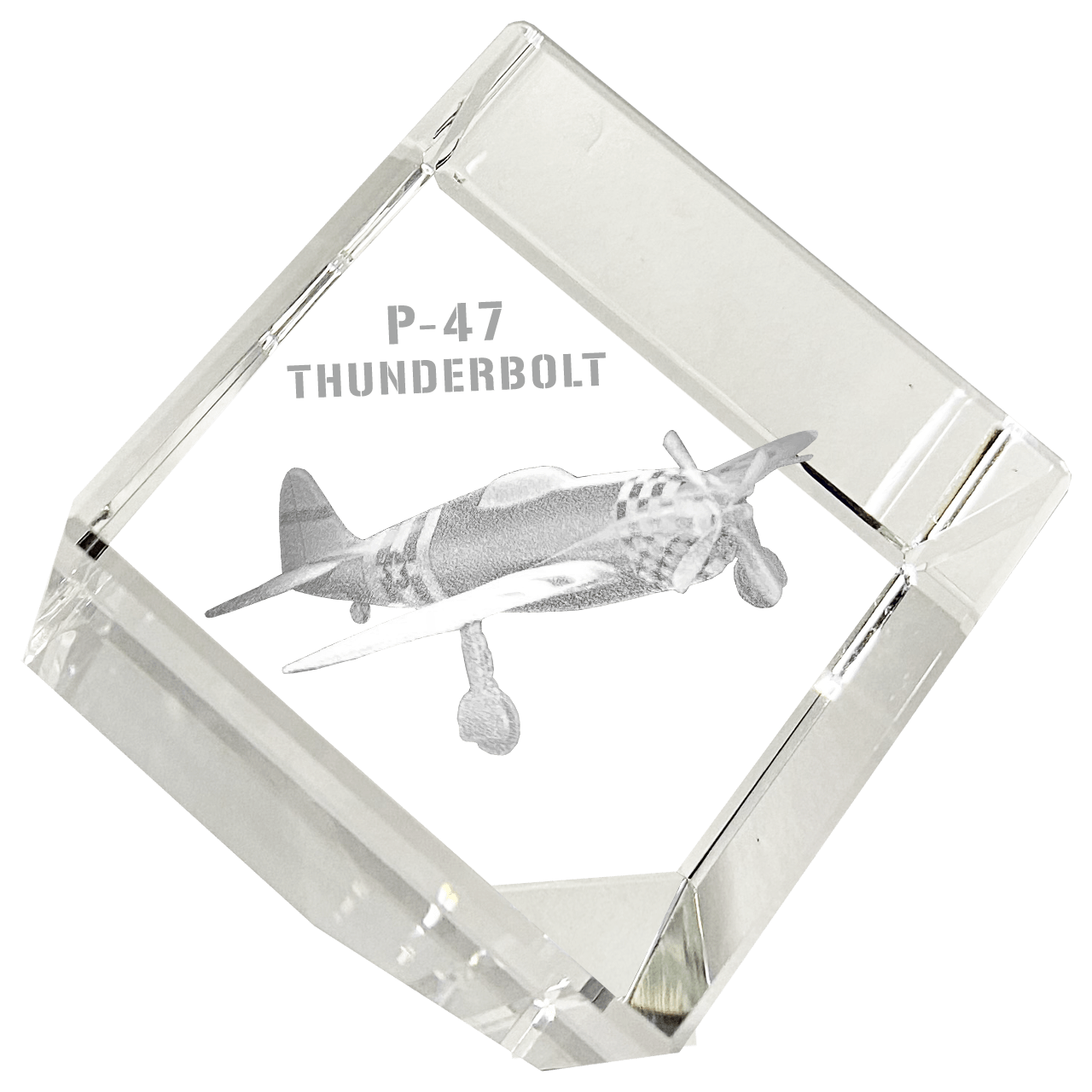 P-47 Thunderbolt Collectible 3D Glass Cube | Etched Memory