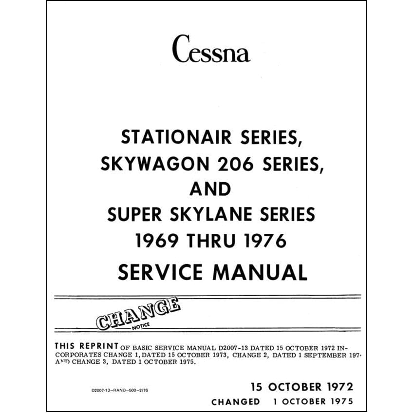 Manual De Mantenimiento De Cessna 206 Skywagon Y Superskylane 1969 76