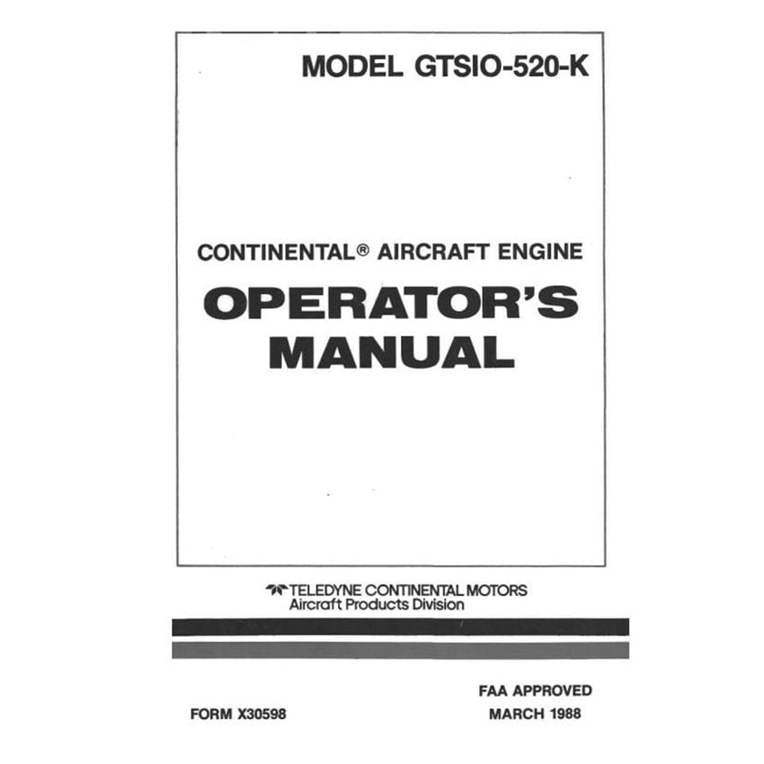 Continental GTSIO-520-K Engine Manual | Essco Clear Reprint – PilotMall.com