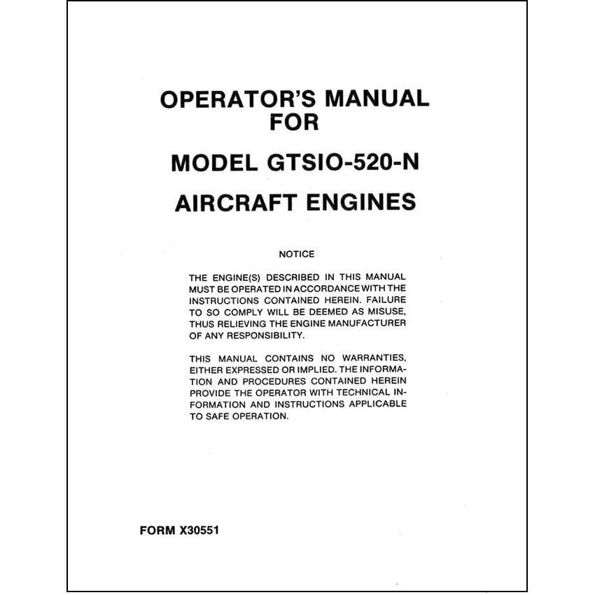 Continental GTSIO-520-N Engine Manual 1980 | Essco Aircraft