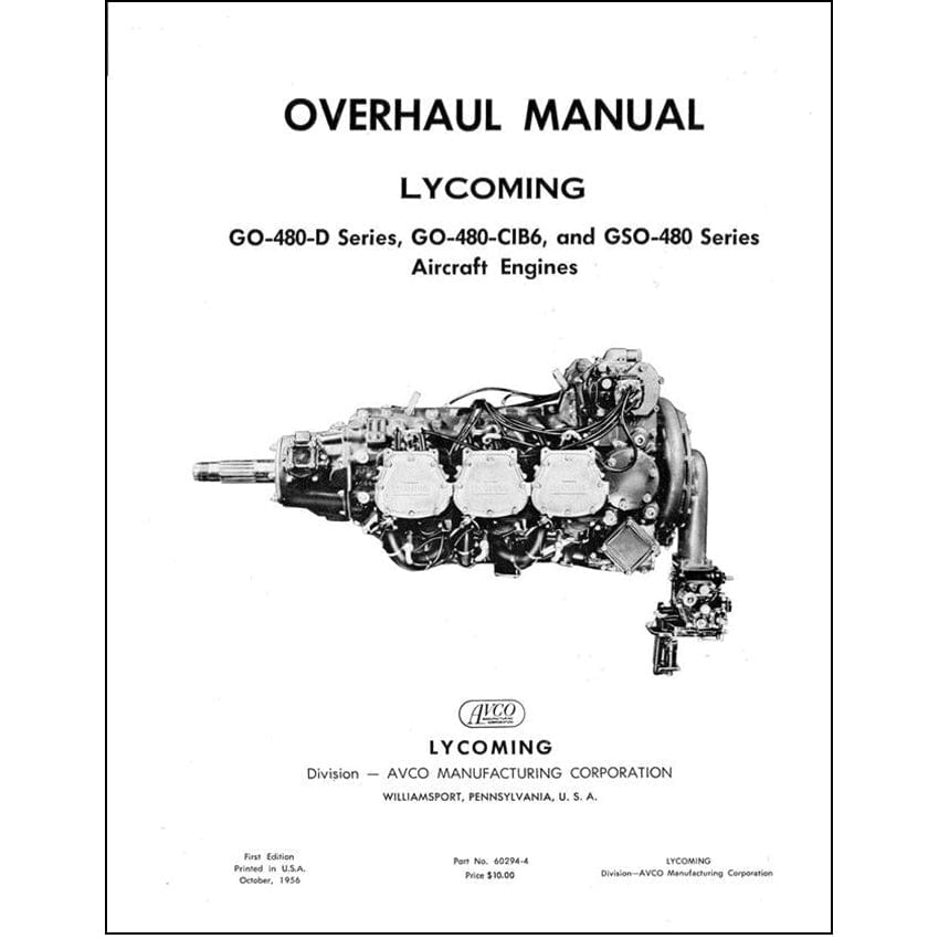 Lycoming GO-480 Overhaul Manual | High-Quality Essco Reprint ...
