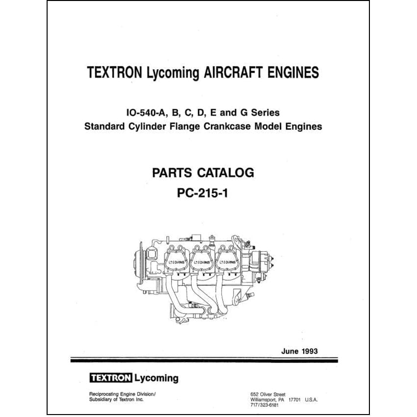 Lycoming IO-540 Parts Catalog PC-215-1 Reproduction | Essco