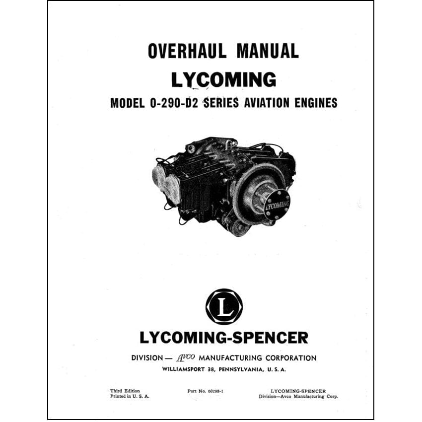 Manual de revisión del Lycoming O-290-D2 (60298-1) | Essco Aircraft