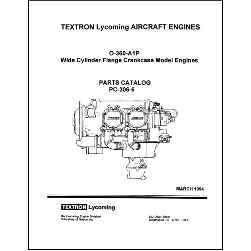 Lycoming O-360-A1P Parts Catalog PC-306-6 | Essco Manuals
