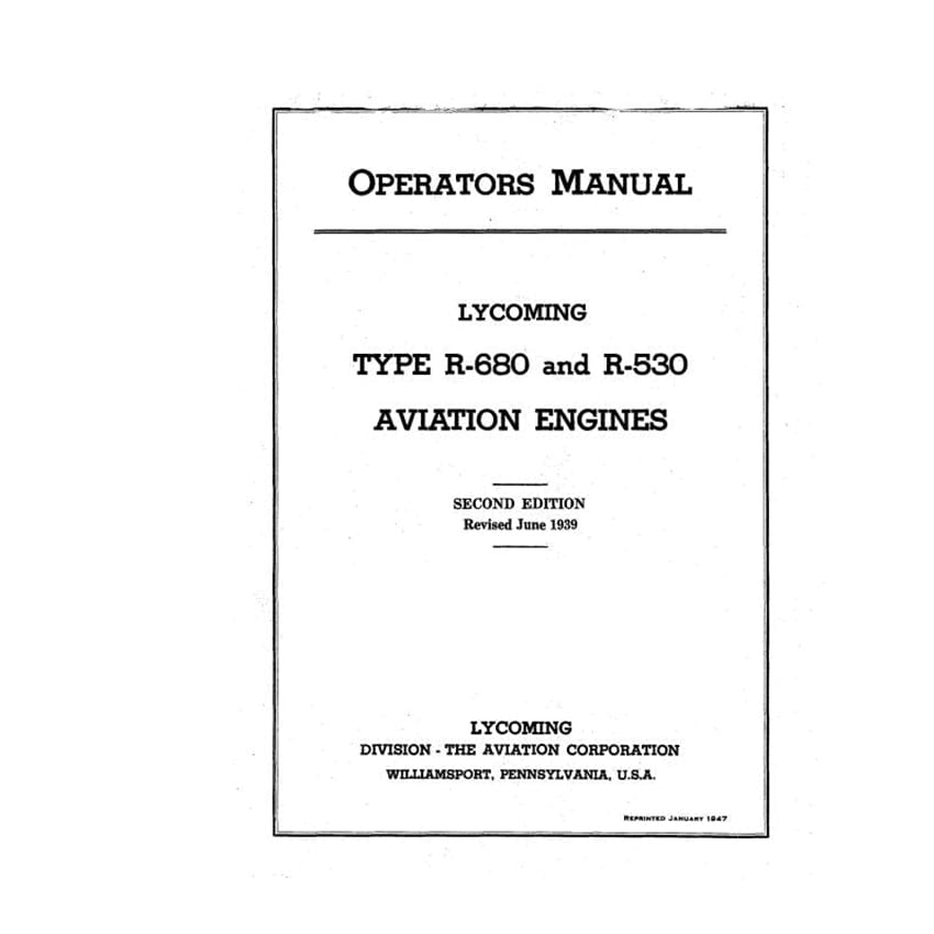 Lycoming R-680 Manual - Vintage Radial Engine Guide | Essco