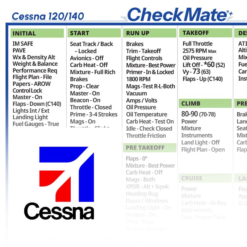 Cessna 120/140 Checkmate+ Checklist | PilotMall.com
