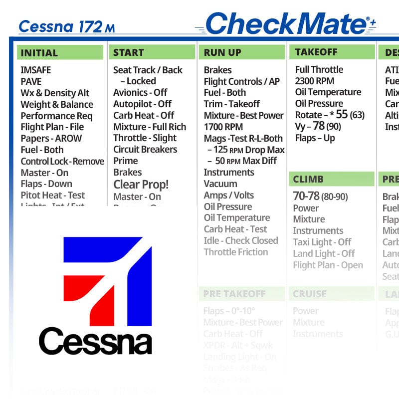 Cessna 172 (M) Checkmate+ Checklist | PilotMall.com – PilotMall.com