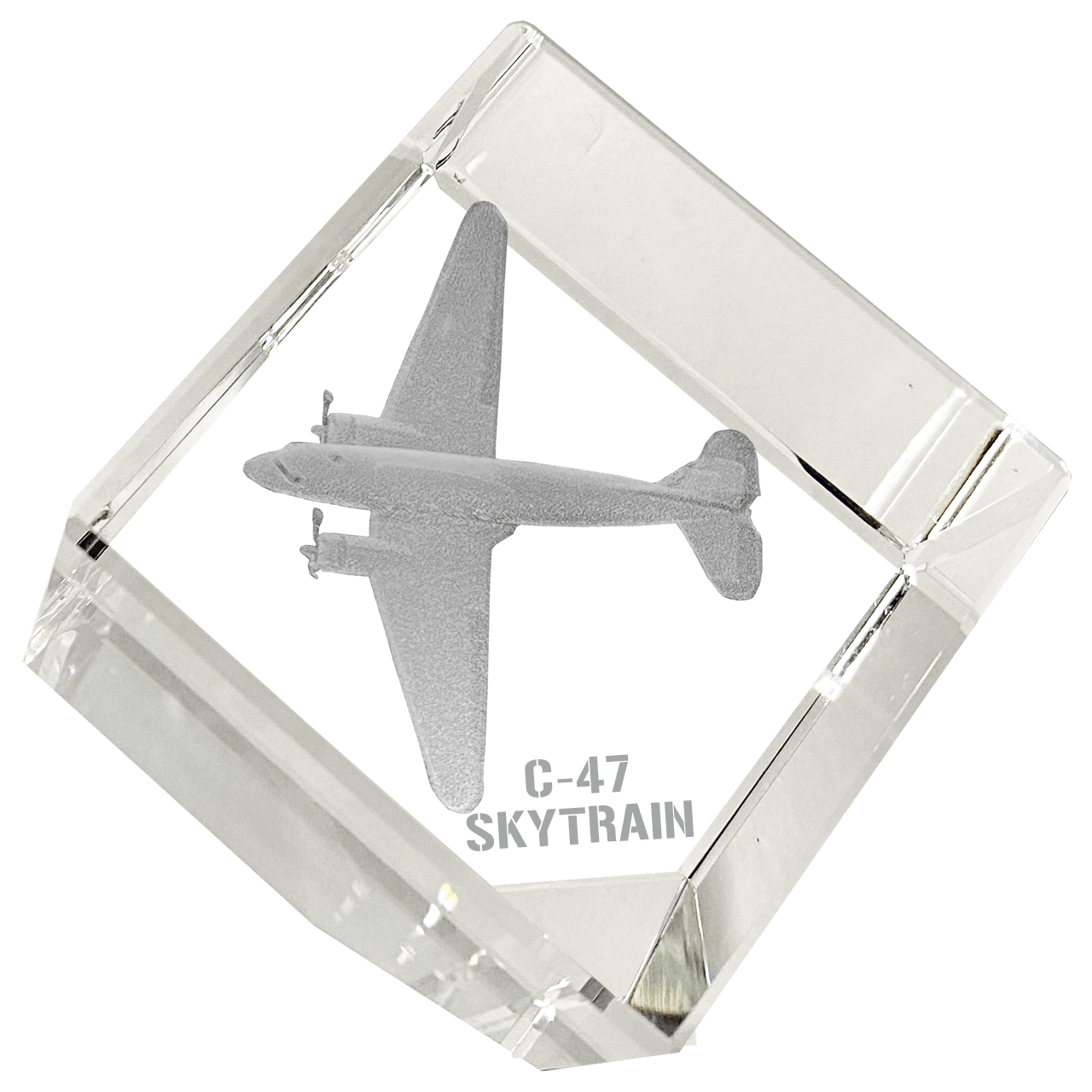C-47 Skytrain Crystal Model | 3D Engraved Etched Memory – PilotMall.com