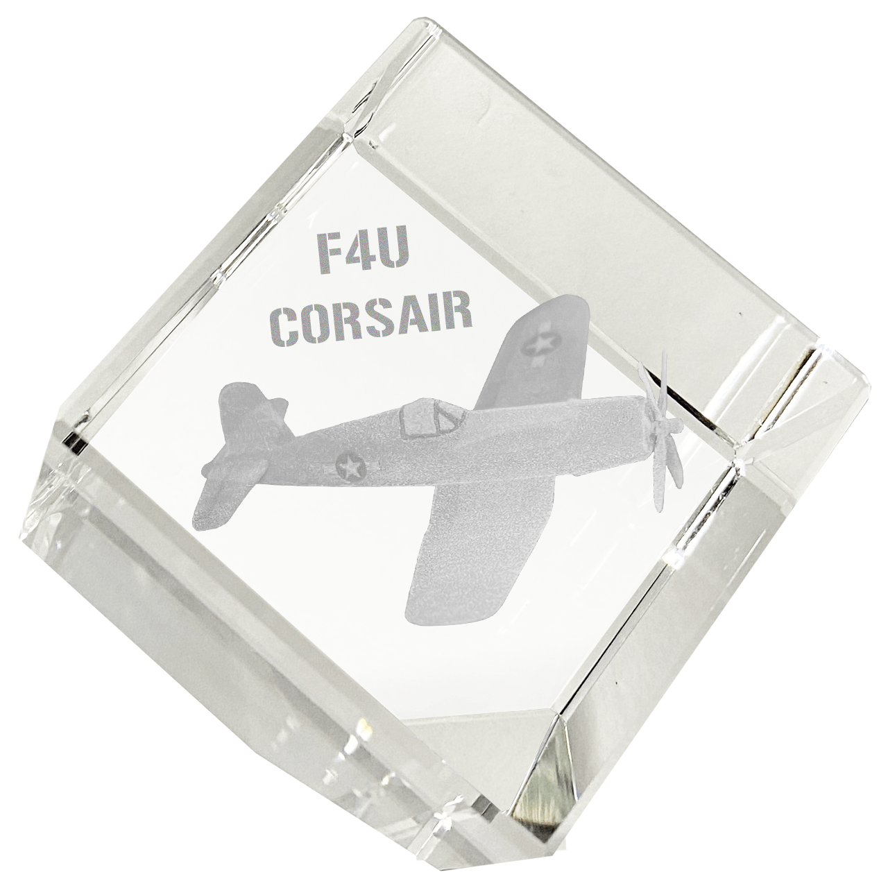F4U Corsair Collectible 3D Crystal Cube | Etched Memory – PilotMall.com