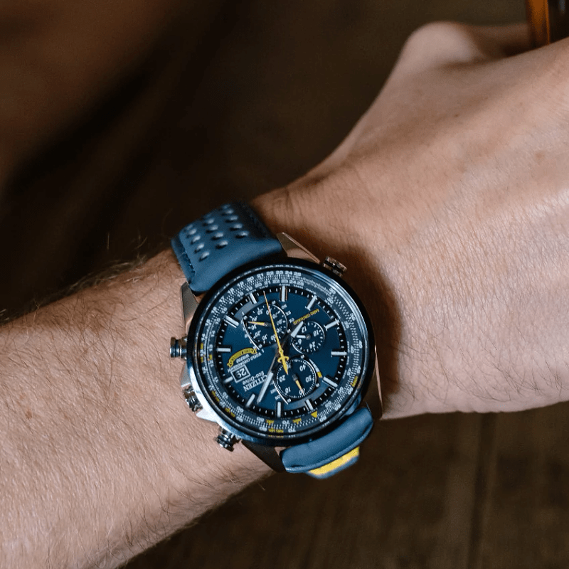 Citizen Eco-Drive Blue Angels Edition World Time Chronograph Watch AT8