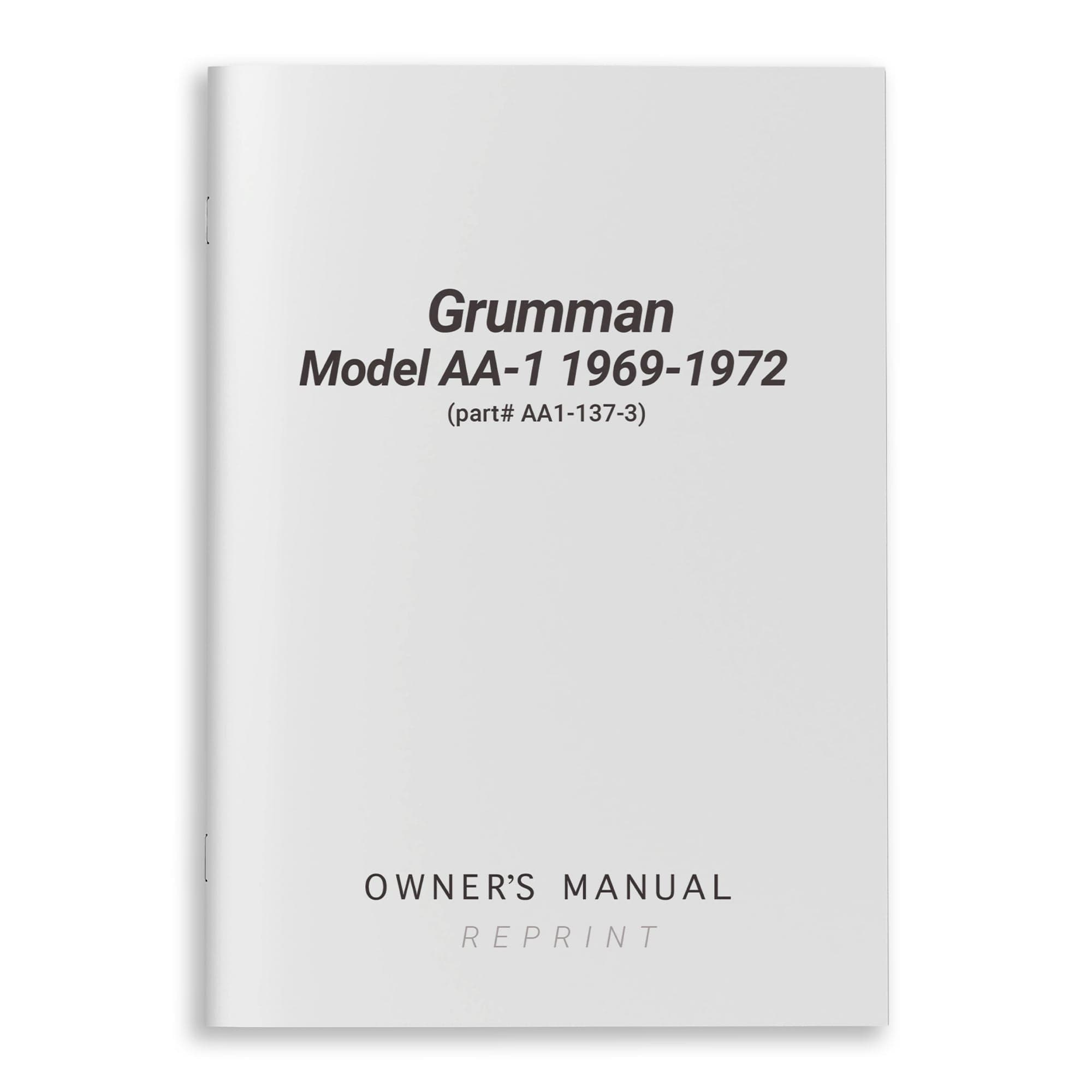 Manual del propietario del Grumman modelo AA-1 1969-1972 | Essco Aircraft