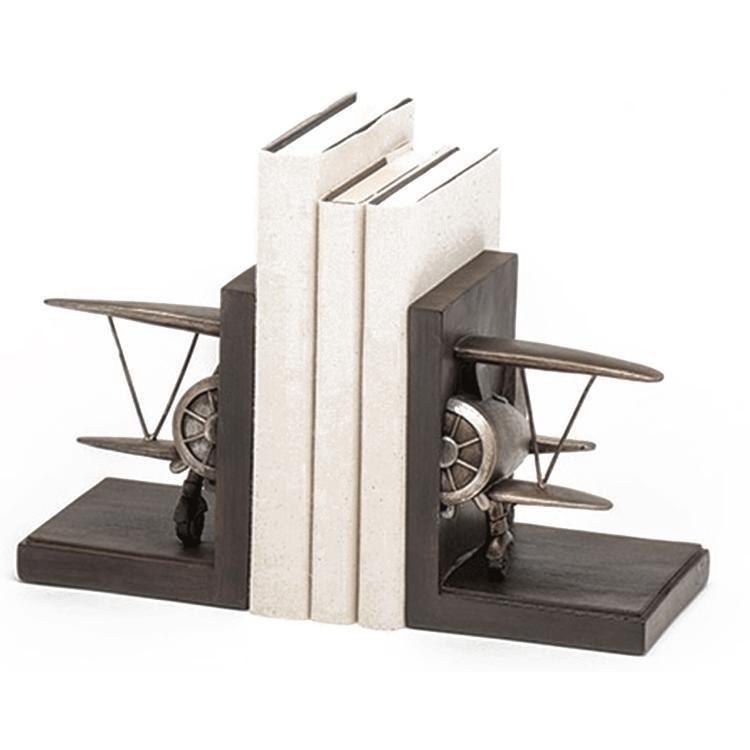 Classic Biplane Bookends - Aviation Decor for Home & Office