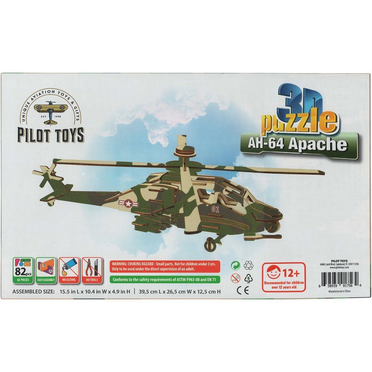 AH-64 Apache Model Kit – Pilot Toys 3D Puzzle, STEM Gift – PilotMall.com