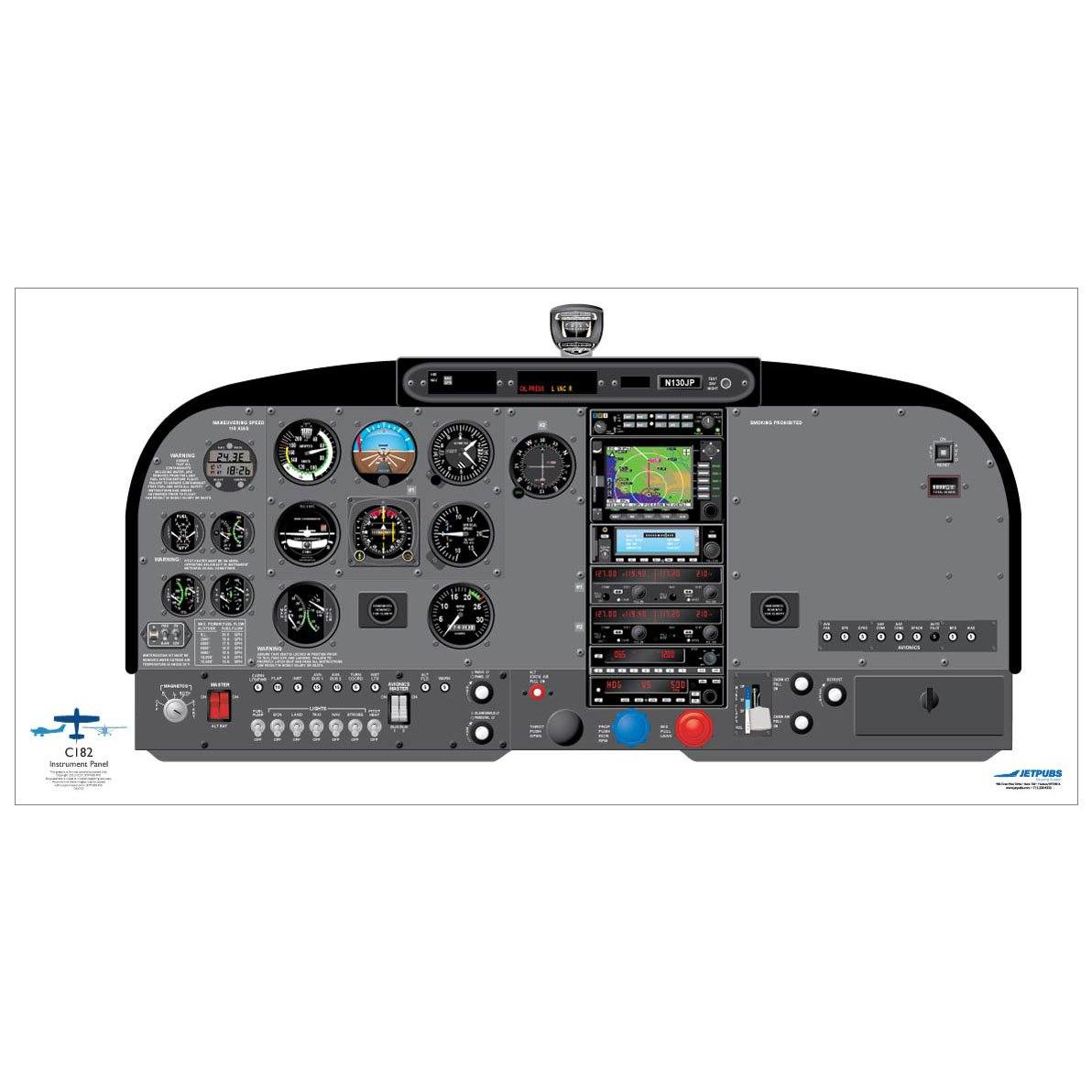 Cessna 18x36 Cockpit Poster Training Aid Jetpubs