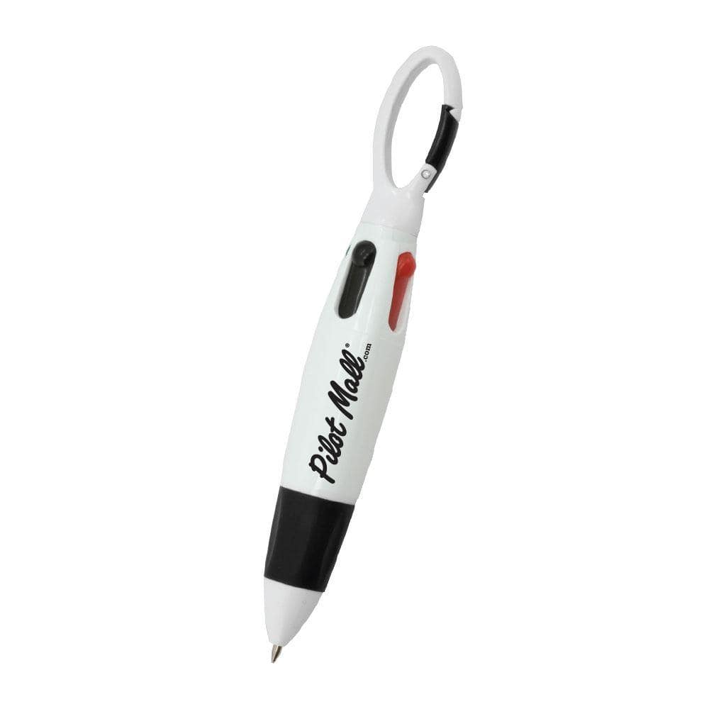 4-in-1 Multi-Color Pen with Carabiner and Rubber Grip
